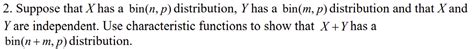 Solved Suppose That X Has A Bin N P Distribution Y Has Chegg Com