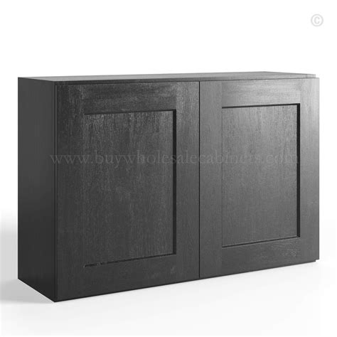Charcoal Black Shaker Double Door Wall Cabinets 24h Bwc