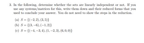 solved 3 in the following determine whether the sets are