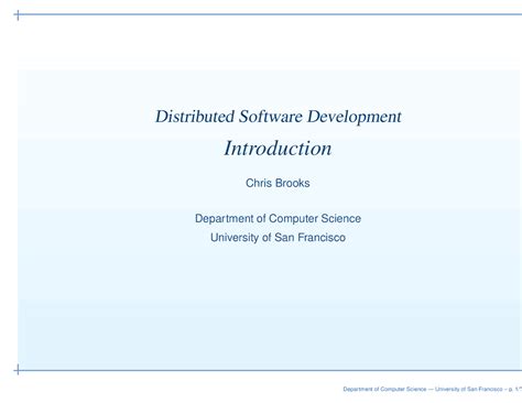 Lecture Slides On Introduction To Distributed Software Development Cs
