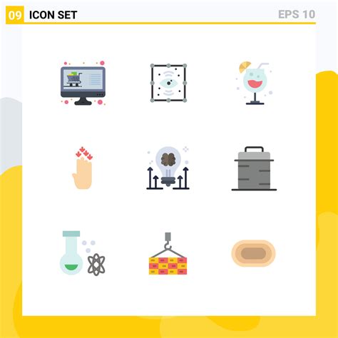 Set Of 9 Modern Ui Icons Symbols Signs For Brainstorming Down View Gesture Finger Editable