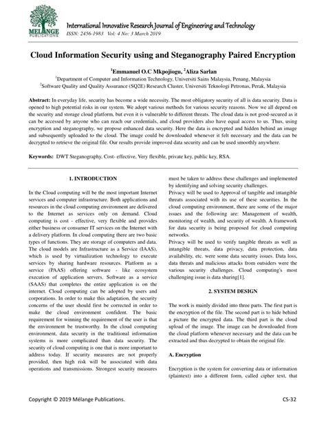 Pdf Cloud Information Security Using And Steganography Paired Encryption