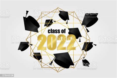 2022년 클래스 흑인 교육 학술 모자를 던진 황금 번호 졸업 디자인 고등학교 대학 축하 졸업생 연감 템플릿 벡터 일러스트레이션 2022년에 대한 스톡 벡터 아트 및 기타