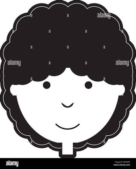 Flat Line Monochromatic Man Face Over White Background Vector Illustration Stock Vector Image