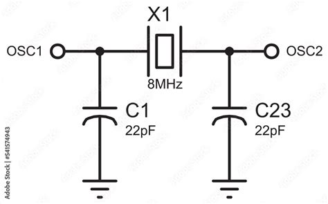 Vector Electrical Circuit With Capacitor Quartz Resonator And Gnd Electrical Schematic Diagram