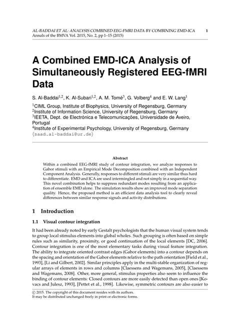 Pdf A Combined Emd Ica Analysis Of Simultaneously Registered Eeg Fmri Data