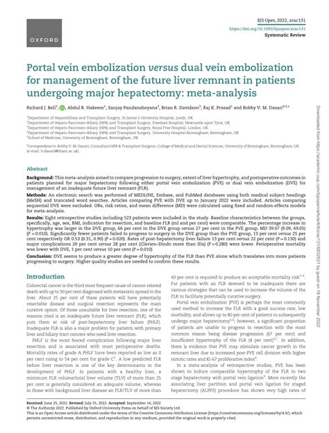 Pdf Systematic Review Portal Vein Embolization Versus Dual Vein