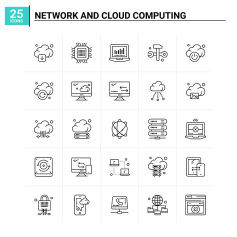 25 Network And Cloud Computing Icon Set Vector Background 17980361 Vector Art At Vecteezy