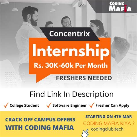 coding club on linkedin internship concentrix stipend 30k 60k per