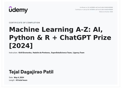 Tejal Patil On Linkedin Machinelearning Certified
