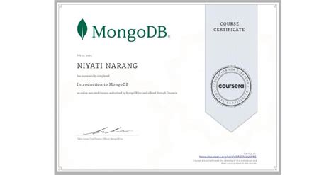 Completion Certificate For Introduction To Mongodb Niyati Narang Completion Certificate For Introduction To Mongodb Niyati Narang