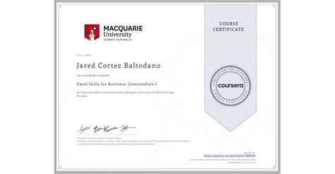 Jared Cortez On Linkedin Completion Certificate For Excel Skills For