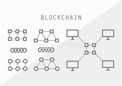 Vector Blockchain Icons Or Logo Elements In Outline Style Stock Vector