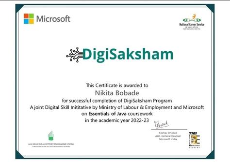 Nikita Bobade On Linkedin Grateful Javaprogramming Certificate Microsoft Ncs