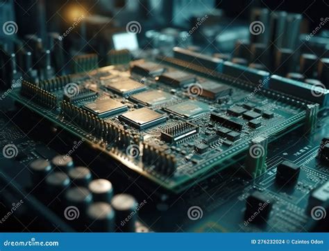 Processing Power Network Illustration Of A Circuit Board With Multiple
