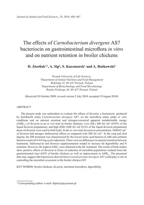 Pdf Effects Of Carnobacterium Divergens As7 Bacteriocin On