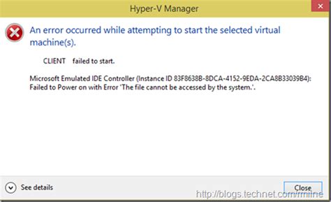 Windows 10 Hyper V Error 0x80070780 File Cannot Be Accessed By The