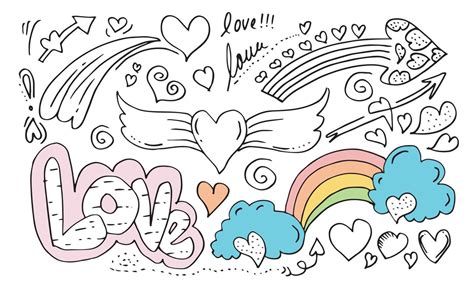 Set Of Love Hand Drawing Doodle Style For Your Design 10690226