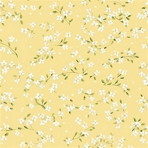 꽃과 초록색 잎이 있는 노란색 배경 프리미엄 Ai 생성 이미지