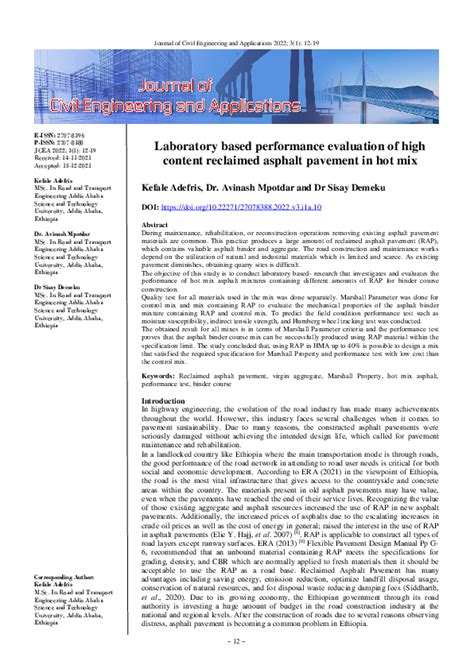 Pdf Laboratory Based Performance Evaluation Of High Content Reclaimed