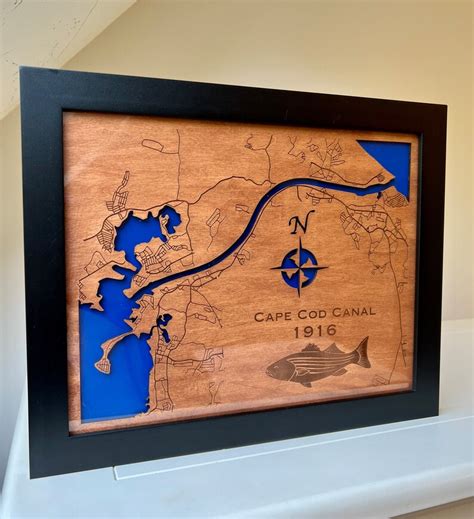 Cape Cod Canal Map 11x14 Framed Vinyl Backing Etsy