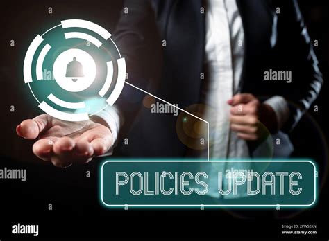 Conceptual Display Policies Update Word Written On Act Of Adding New Information Or Guidelines