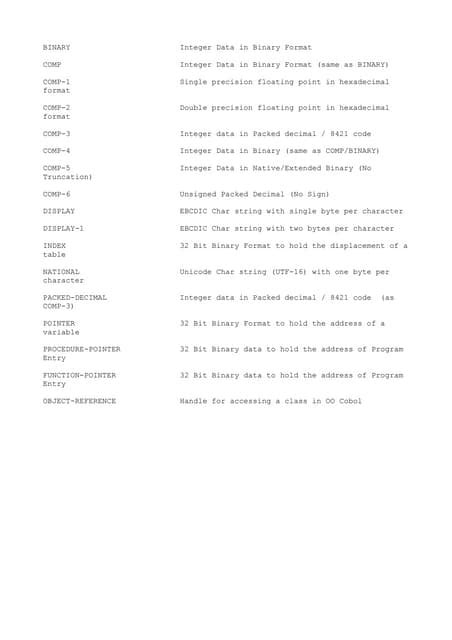 Cobol Usage Clause Pdf