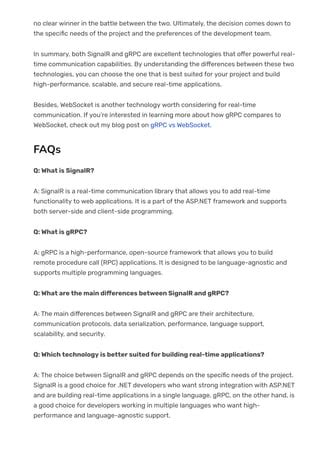 Signalr Or Grpc Choosing The Right Technology For Real Time