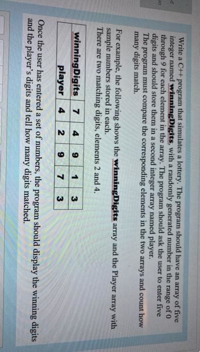 Solved D 20 Write A C Program That Simulates A Lottery