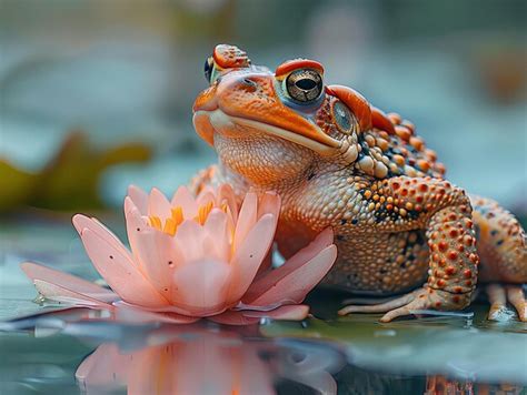 Premium Photo Cute Toad Sitting On A Water Lily In The Lake
