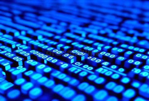 Blue Digital Binary Data On Computer Screen Close Up Shallow Dof Stock Illustration