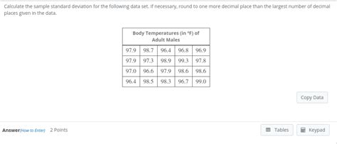 Solved Calculate The Sample Standard Deviation For The