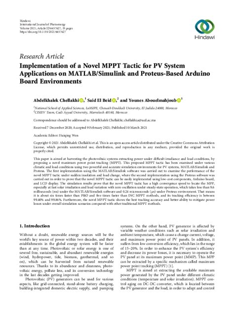 Pdf Implementation Of A Novel Mppt Tactic For Pv System Applications