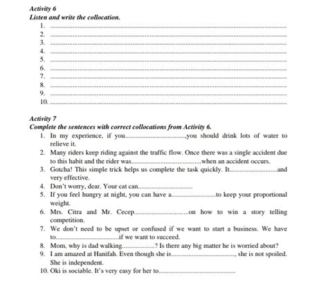 Activity 6 Listen And Write The Collocation 1 Studyx