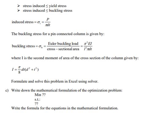 Solved Design A Uniform Column Of Tubular Section To Carry A