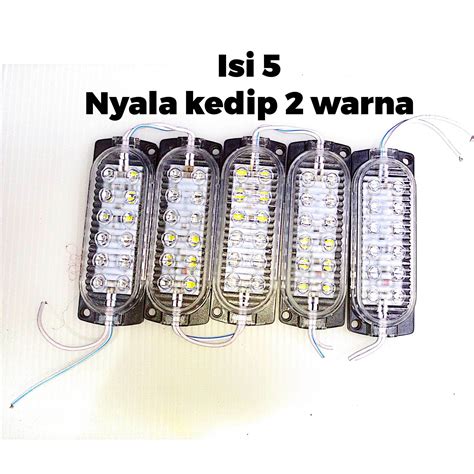 Isi 5 Lampu Ultrasonic 12 Mata Kedip 2 Warna Led Kedip Otomatis 12 Volt