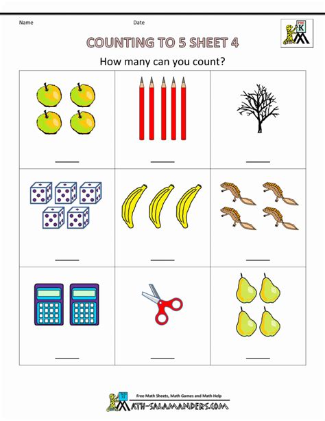 Counting Preschool Math Worksheet Printable Pdf Template