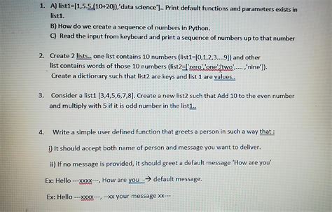 Solved 1 A List11551020jdata Science Print