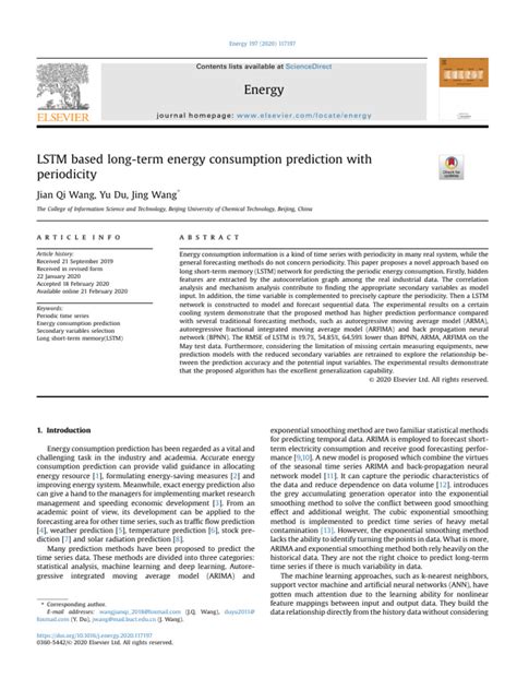 Lstm Based Long Term Energy Consumption Prediction With Pdf Forecasting Time Series