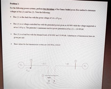Solved For The Following Power Systems Perform Two Iterations Of The Gauss Seidel Power Flow
