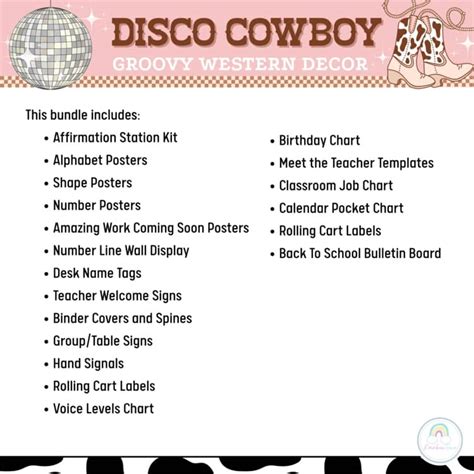 Groovy Disco Classroom Decor Bundle Western Cowboy Theme Editable