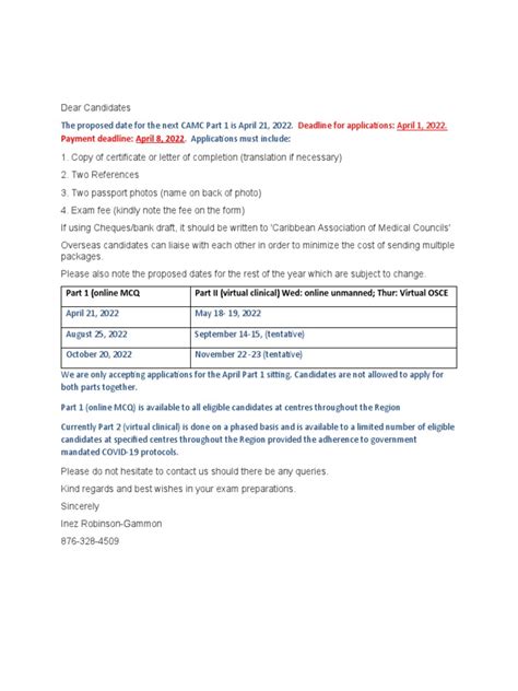 Camc Exam Dates 2022 Pdf