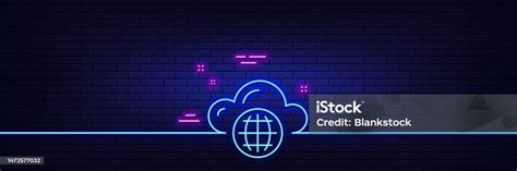 Cloud Computing Line Icon Internet Data Storage Sign Neon Light Glow Effect Vector Stock