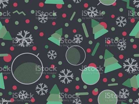 눈송이와 크리스마스 장식 80년대 스타일의 기하학적 모양이 있는 크리스마스 매끄러운 패턴 인사말 카드 포장지 및 배너에 대 한 축제 배경입니다 벡터 그림 1980 1989