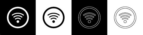 Stel Wifi Draadloos Internet Netwerk Symbool Pictogram Geïsoleerd Op Zwartwit Achtergrond