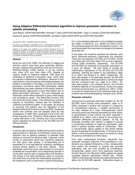 Pdf Using Adaptive Differential Evolution Algorithm To Improve Parameter Estimation In Seismic