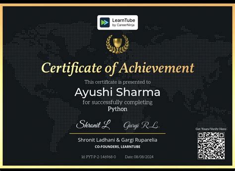 Ayushi S On Linkedin Im Happy To Share A New Certification Python From Learntubeai