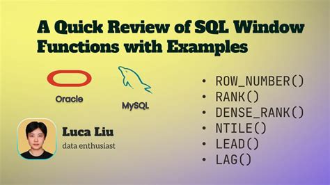 Sql Window Functions A Quick Review With Examples In 2025 Sql