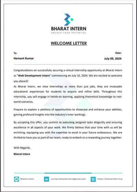 Hemant Kumar On Linkedin Bharatintern Internshipjourney Professionalgrowth Webdevelopment