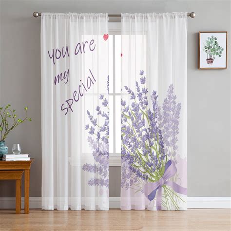 Purple Flower Lavender Romance Tulle Curtains For Living Room Ration